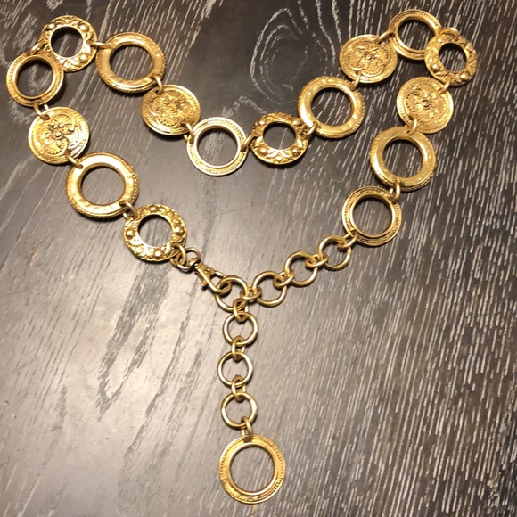Source Unknown | Accessories | Gold Toned Chained Hooped Accent Belt ...